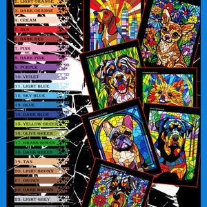 Color by Number DOGS MOSAIC Printable Coloring Book Pages Kids Teens ...