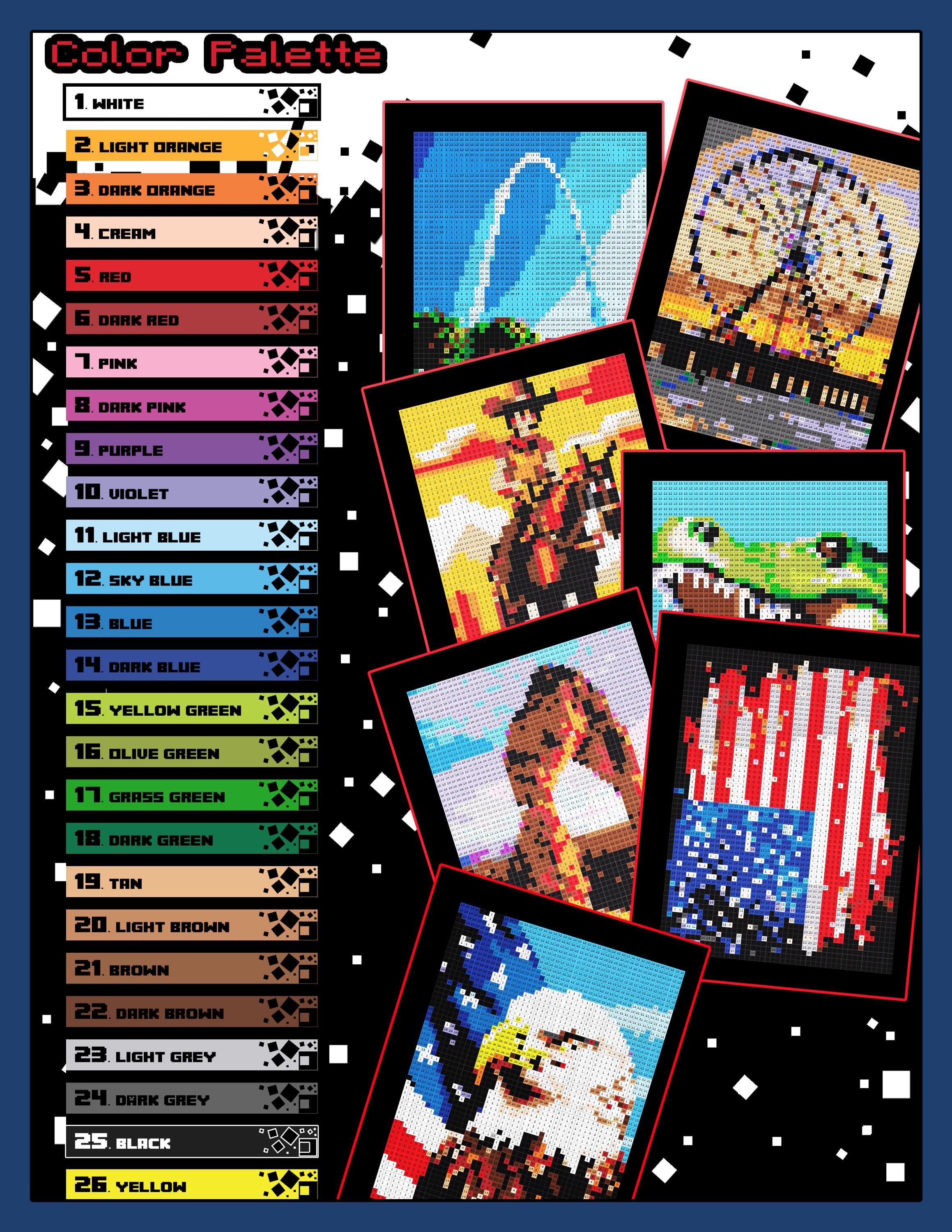 50 USA STATES of AMERICA Printable Color by Number Coloring Pages Pixel ...