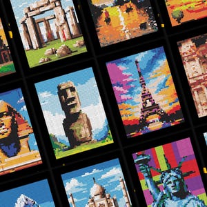 50 WONDERS of the WORLD Printable Color by Number Coloring Pages Pixel ...