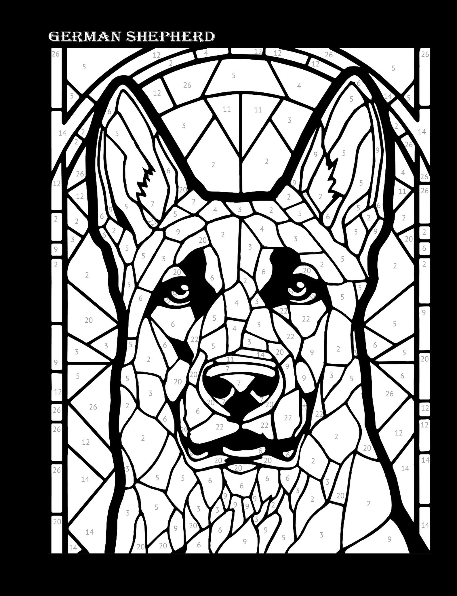 Color by Number DOGS MOSAIC Printable Coloring Book Pages Kids Teens ...