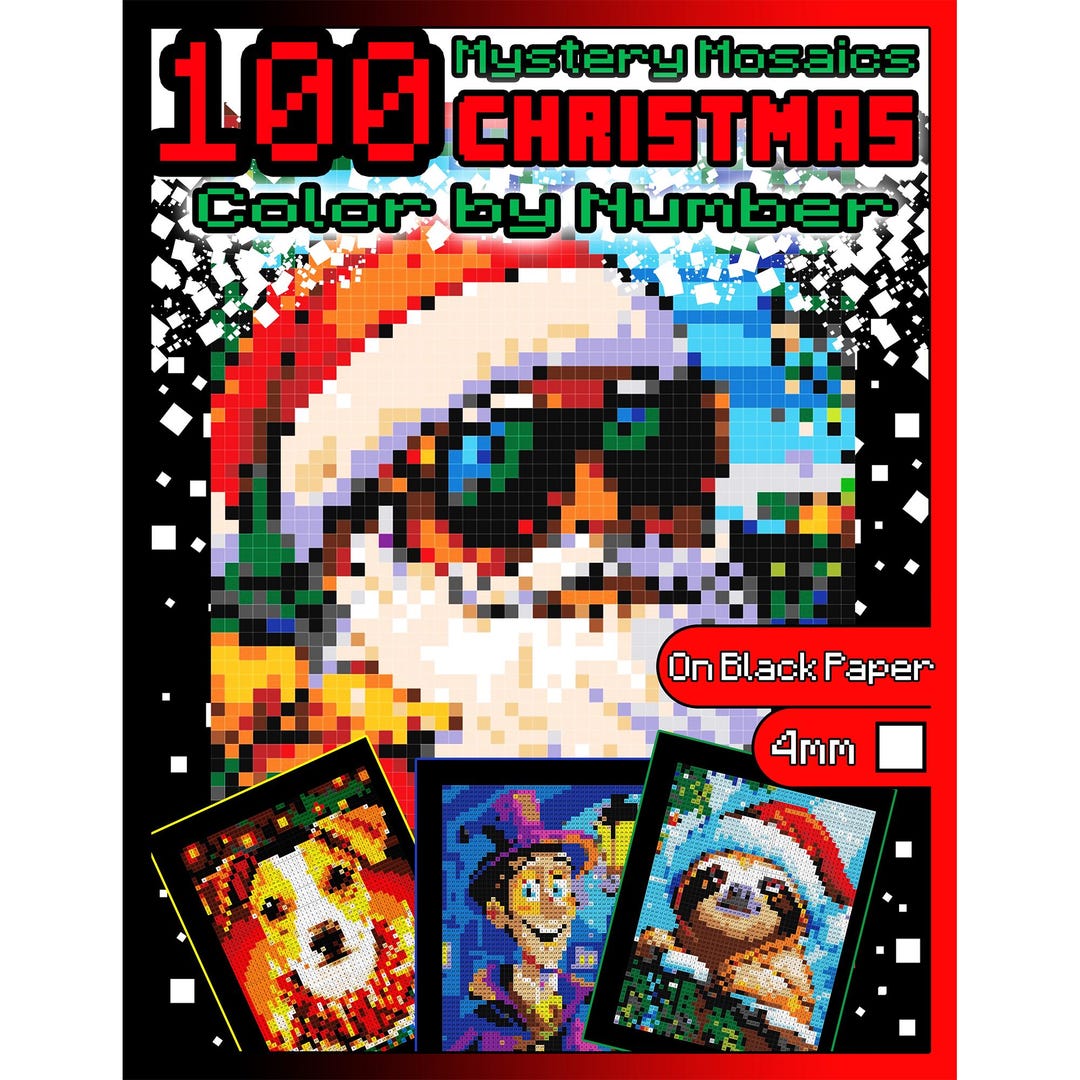 CHRISTMAS Color by Number for Adults 100 Printable Coloring Pages Pixel ...