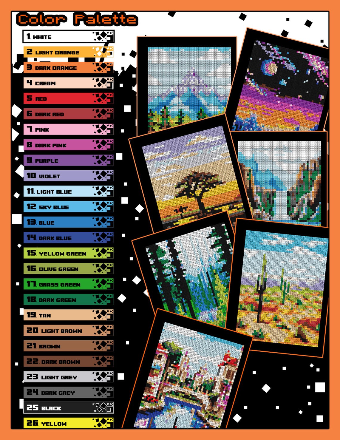 Color by Number LANDSCAPES Printable Coloring Pages Coloring Book Pixel ...