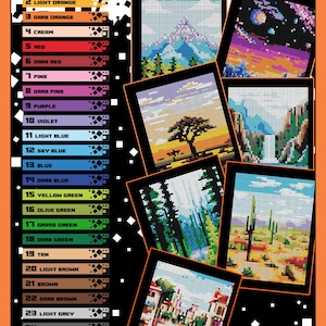 Color by Number LANDSCAPES Printable Coloring Pages Coloring Book Pixel ...