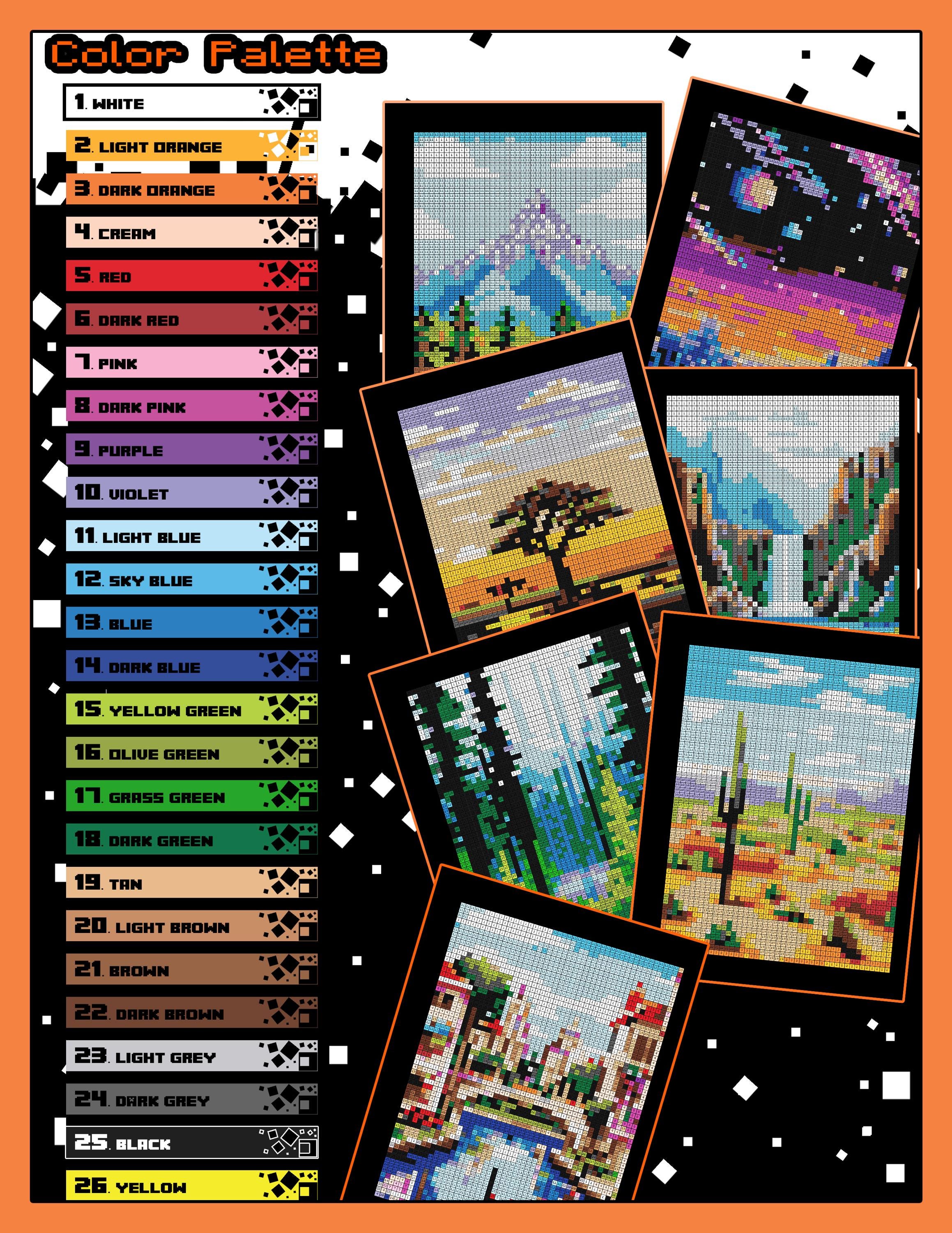 Color by Number LANDSCAPES Printable Coloring Pages Coloring Book Pixel ...