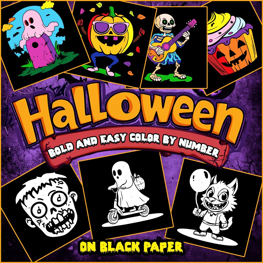Color by Number 50 HALLOWEEN Printable Coloring Book Pages Pixel ...