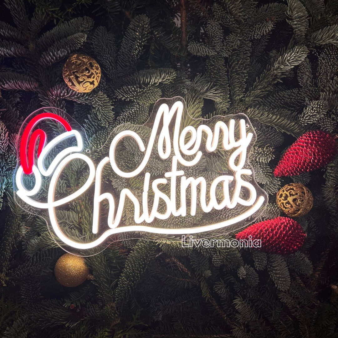 Merry Christmas Neon Jolly Happy Winter Season Neon LED Sign Night ...