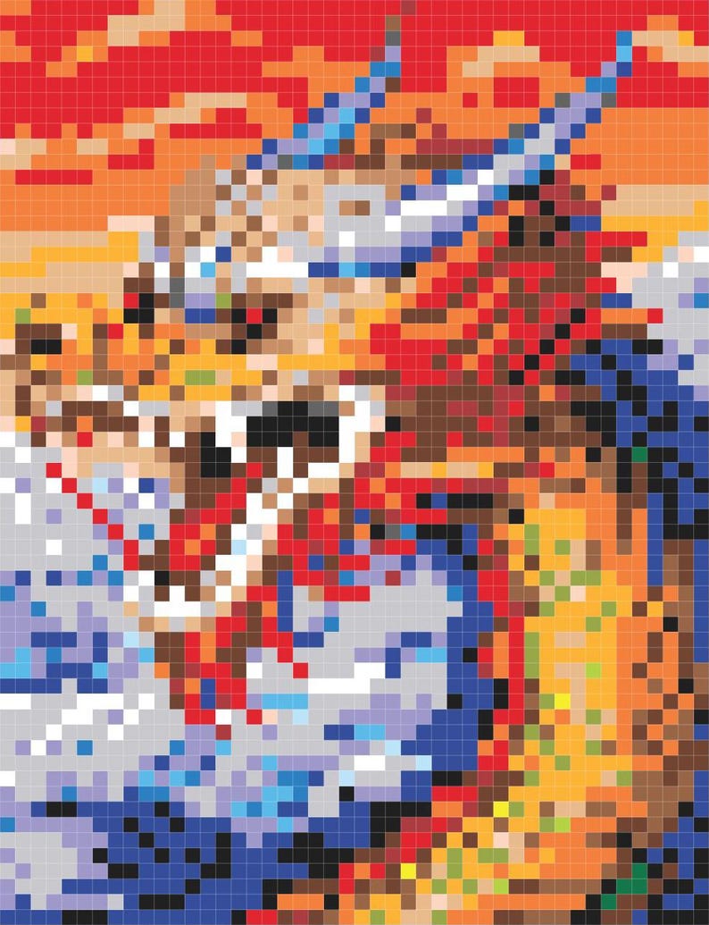 Printable Color by Number Pages 50 COOL DRAGONS Pixel Mosaic With ...