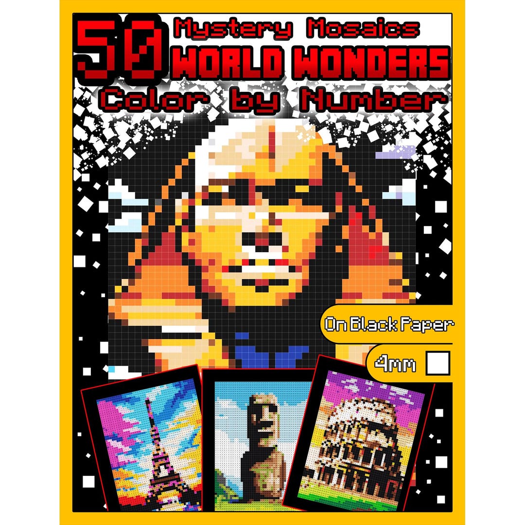 50 WONDERS of the WORLD Printable Color by Number Coloring Pages Pixel ...