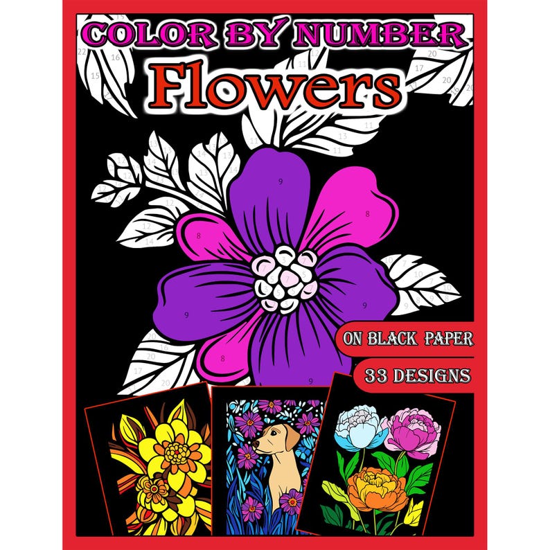 Color by Number FLOWERS Printable Coloring Pages Coloring Book Pixel ...