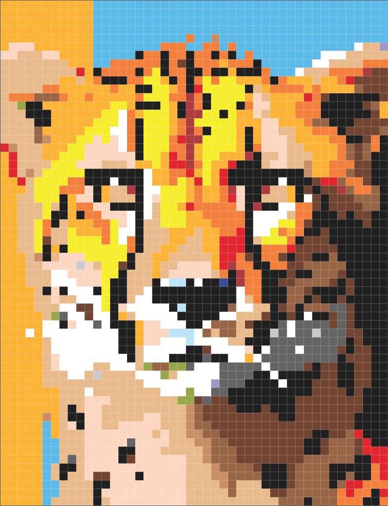 Printable Color by Number JUNGLE ANIMALS Coloring Pages Pixel Art ...