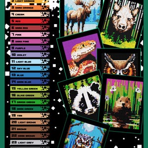 Printable Color by Number FOREST ANIMALS Coloring Pages Pixel Art ...