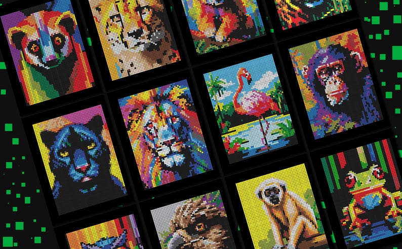 Printable Color by Number JUNGLE ANIMALS Coloring Pages Pixel Art ...