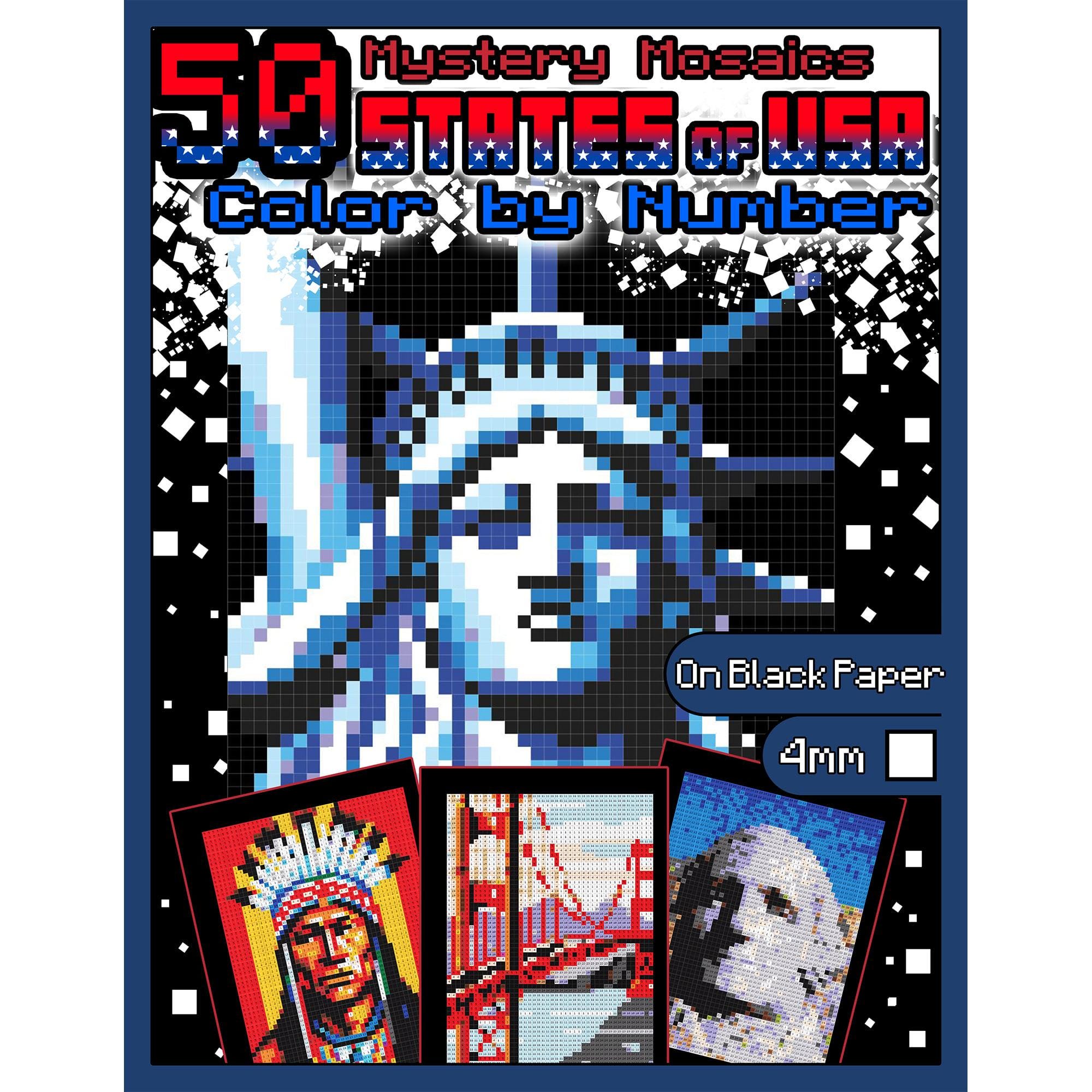 50 USA STATES of AMERICA Printable Color by Number Coloring Pages Pixel ...