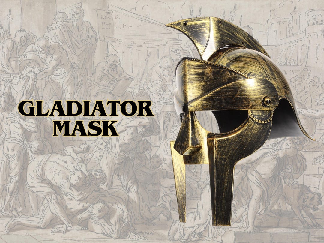 Maximus Gladiator Mask Helmet Ancient Roman Soldier Empire SPQR Fighter ...