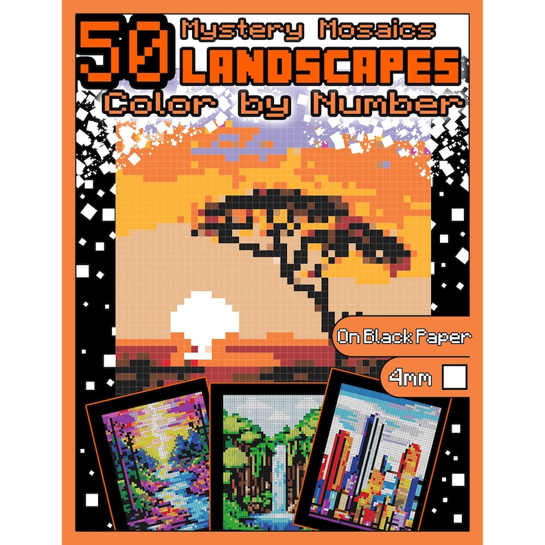 Color by Number LANDSCAPES Printable Coloring Pages Coloring Book Pixel ...
