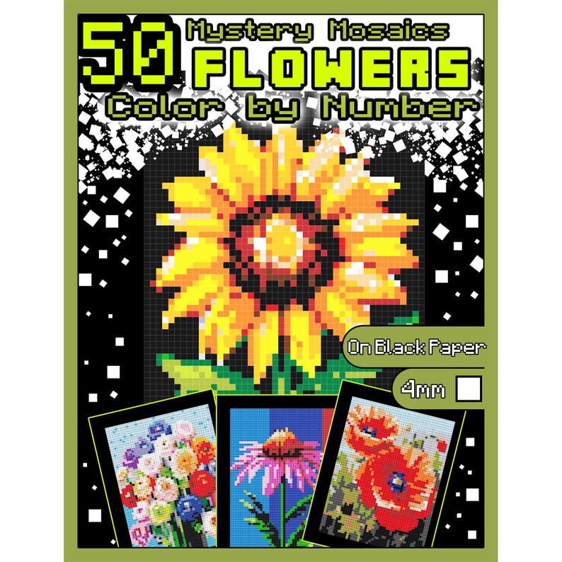 Color by Number FLOWERS Printable Coloring Pages Coloring Book Pixel ...