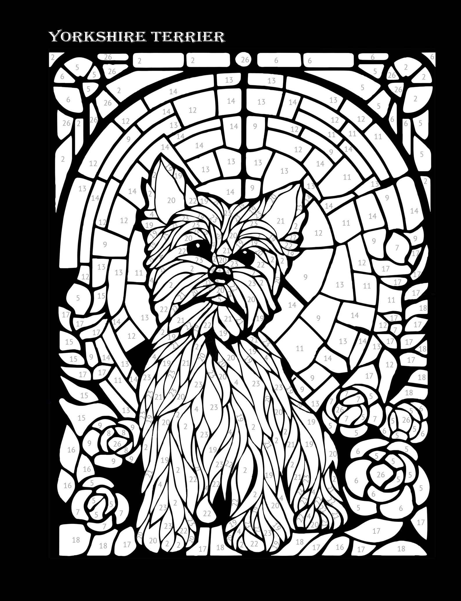 Color by Number DOGS MOSAIC Printable Coloring Book Pages Kids Teens ...