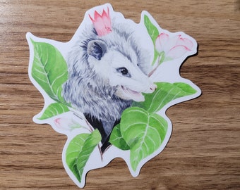 Stained Glass Possum With Flower Sticker, Opossum Sticker, Possum ...