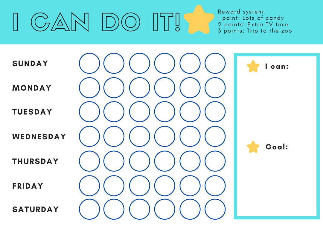Reward Chart, Toddler Reward Chart, Reward Chart Printable, Kids ...
