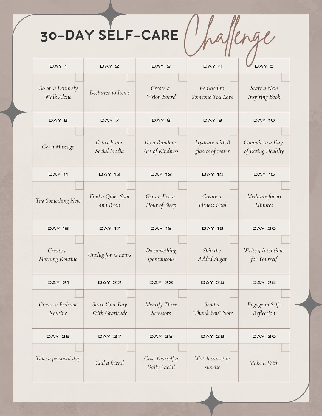 Self Care Journal Planner- Self Care Planner- 30 Day Daily Journal ...