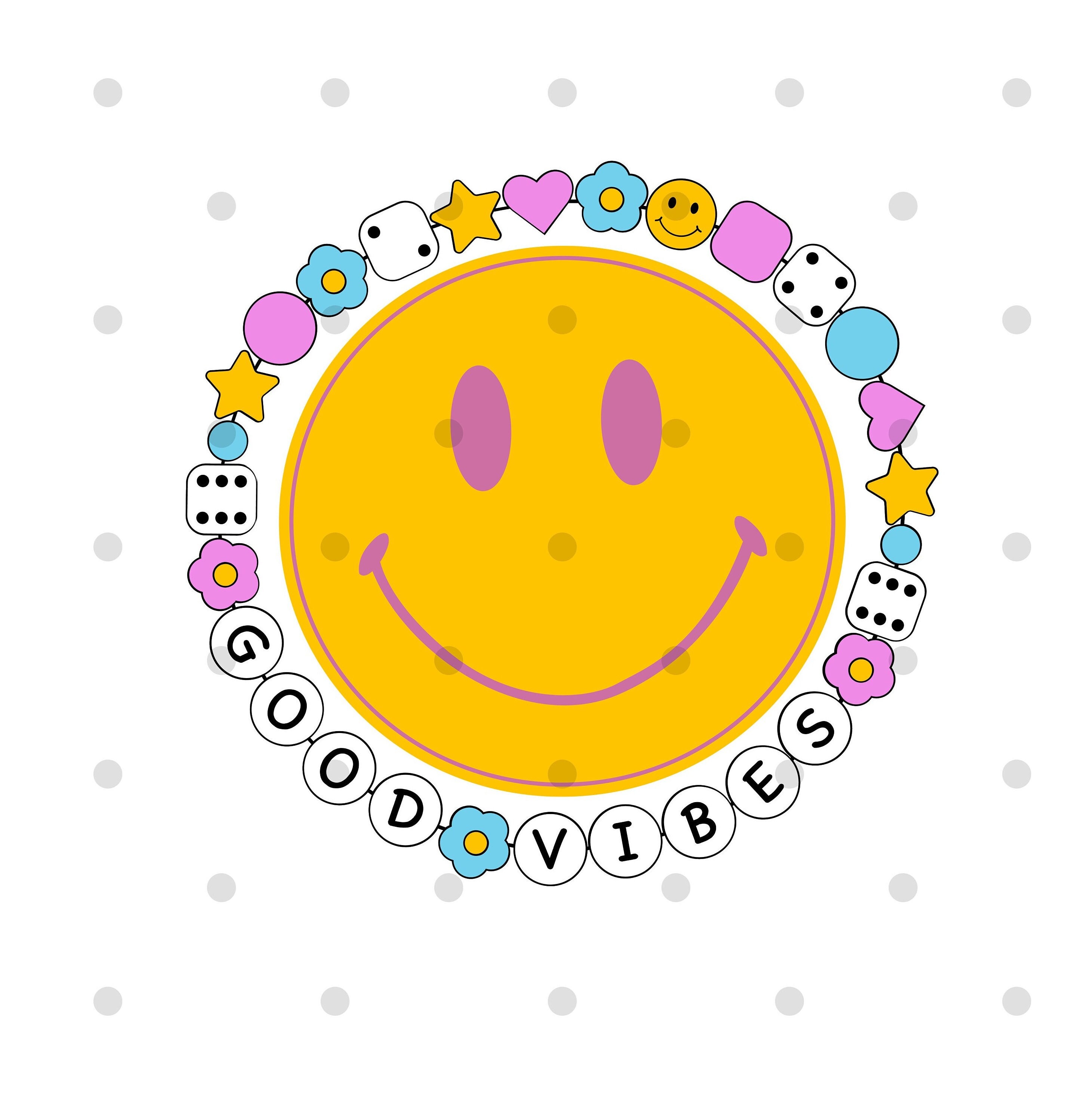 Smiley Face Good Vibes Svg Png- Retro Png- Smiley Png- Good Vibes Only ...