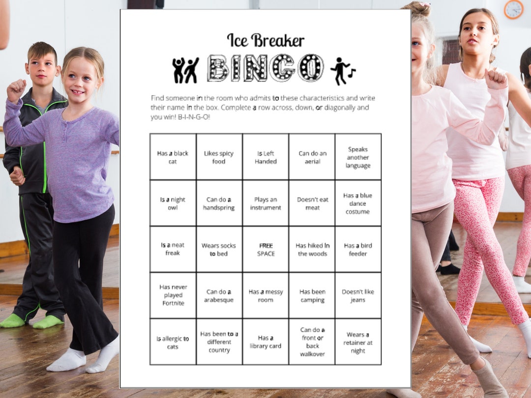 Ice Breaker Game Dance Kids Party (8) Printable Human Bingo Cards Get ...