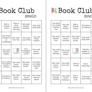 Book Club Bingo Printable Cards Game Group (8) - Etsy