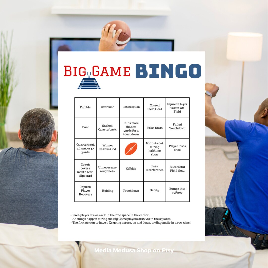 Big Game Day Bingo Football Party Game Printable Cards Reusable (8) - Etsy