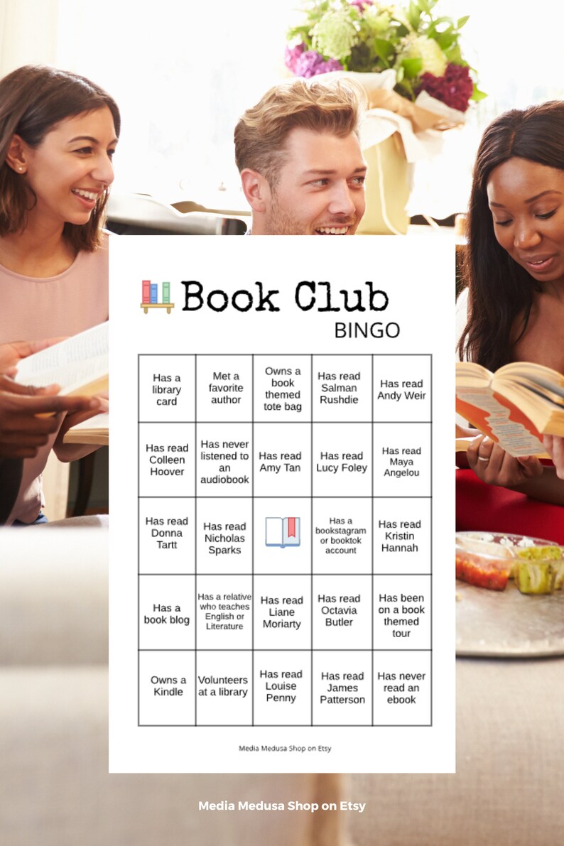 Book Club Bingo Printable Cards Game Group (8) - Etsy