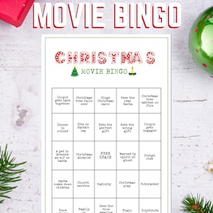 Christmas Movie Night Bingo Cards Printable (8) Viewing Party - Etsy