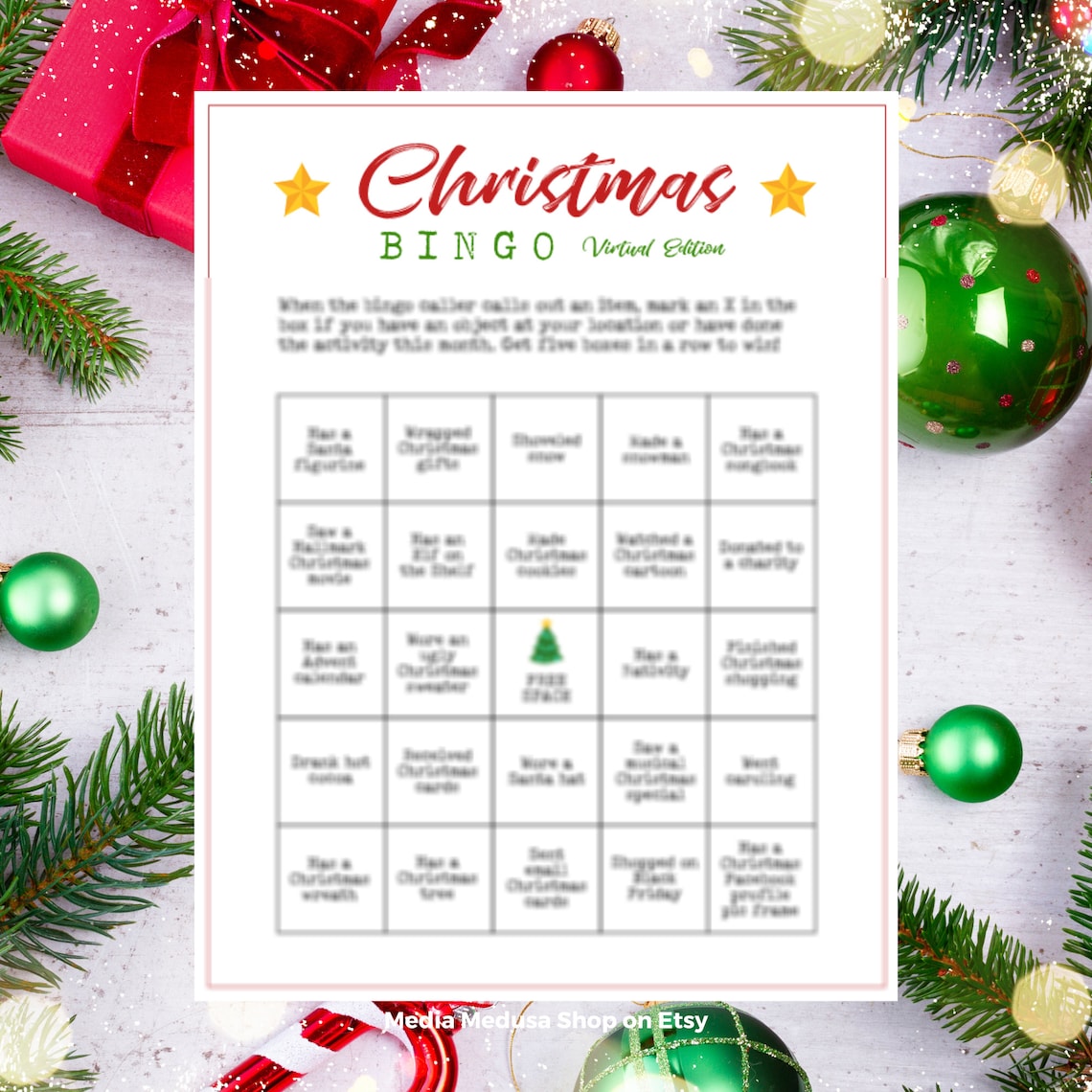 Christmas Bingo Game Party Printable Family Friends (16) - Etsy