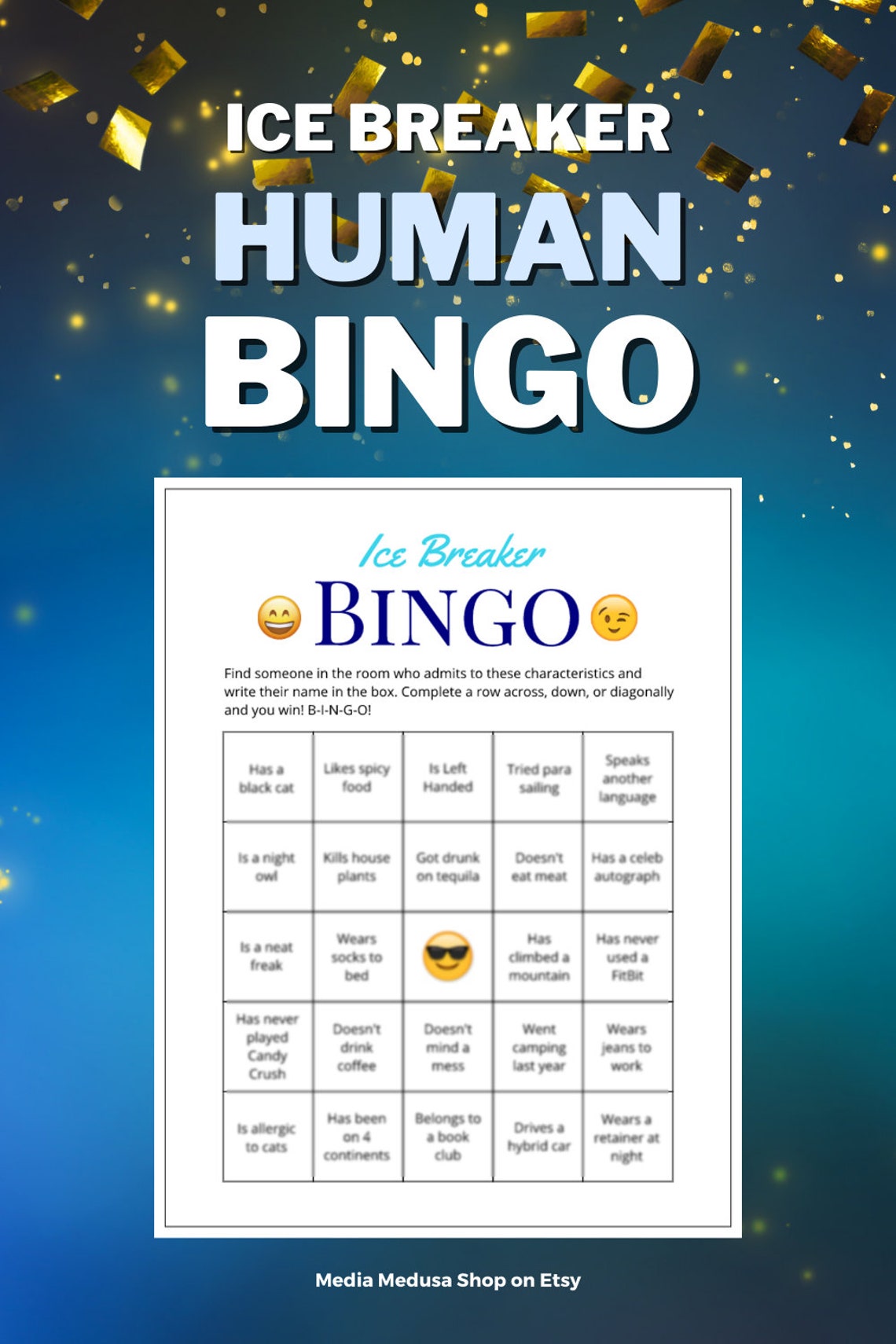 Ice Breaker Game Human Bingo Cards Get to Know You Party - Etsy