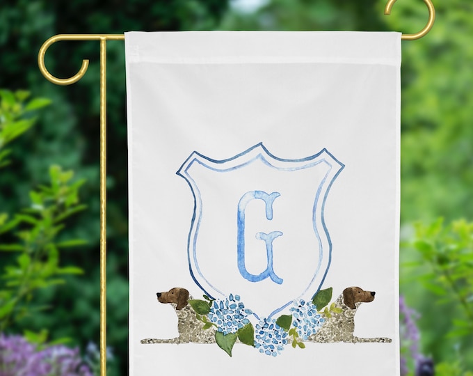 Personalized Watercolor Hydrangea German Shorthaired Pointer Crest ...