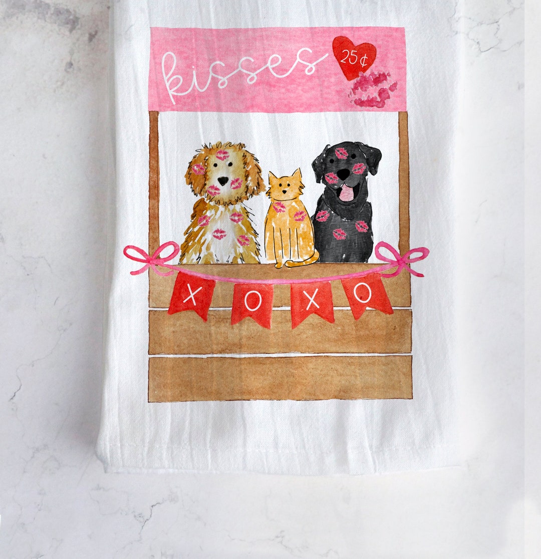 Valentines Kissing Booth Mix and Match Pet Tea Towel | Personalized Pet ...