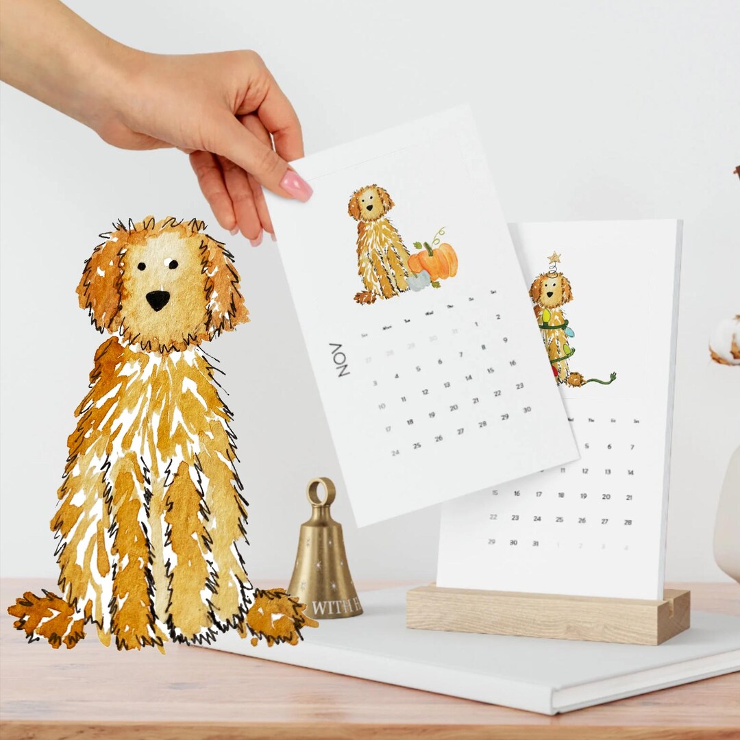 Apricot Doodle 2025 Calendar | Brown Goldendoodle Calendar, Red ...