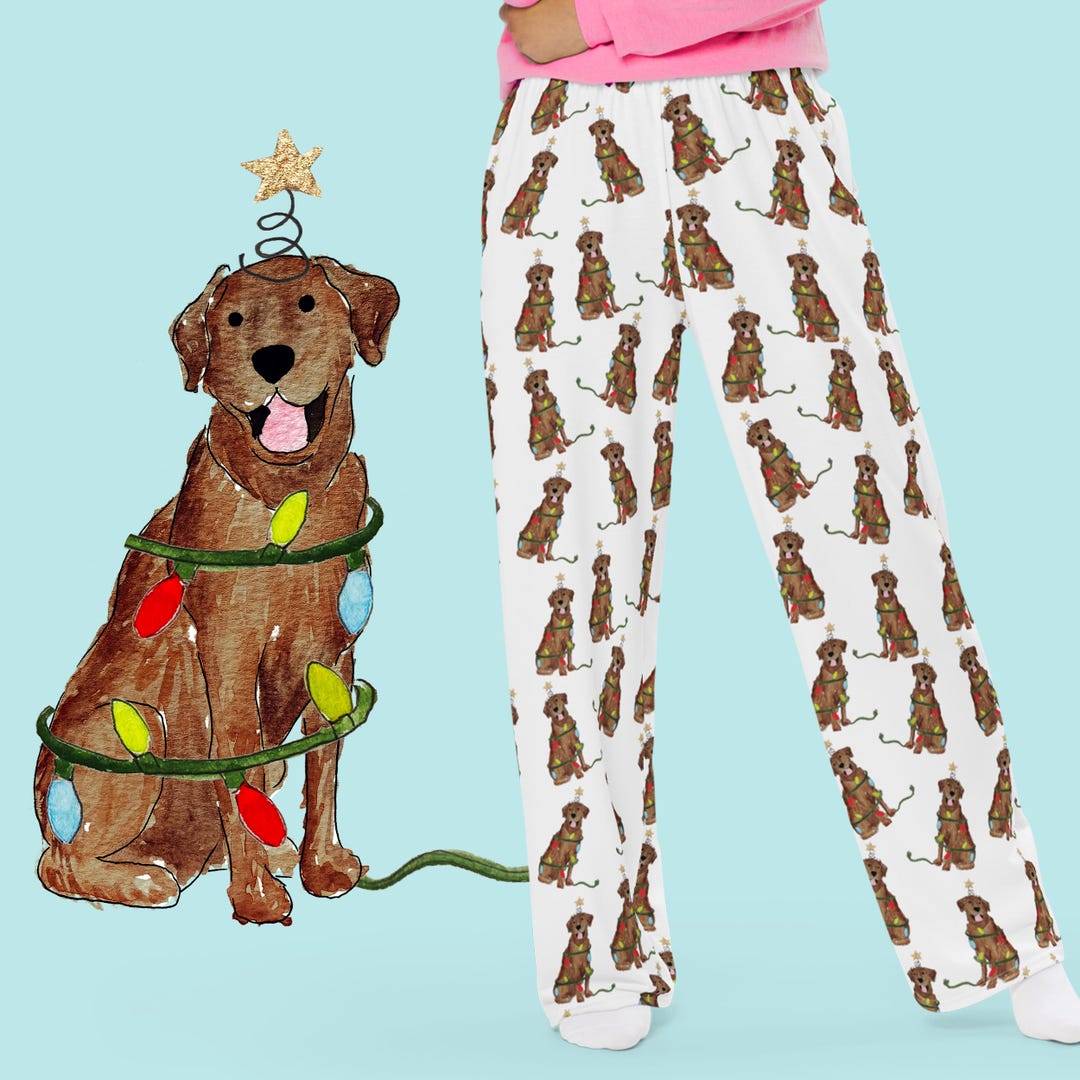 Festive Christmas Chocolate Lab Pajama Pants | Chocolate Labrador ...