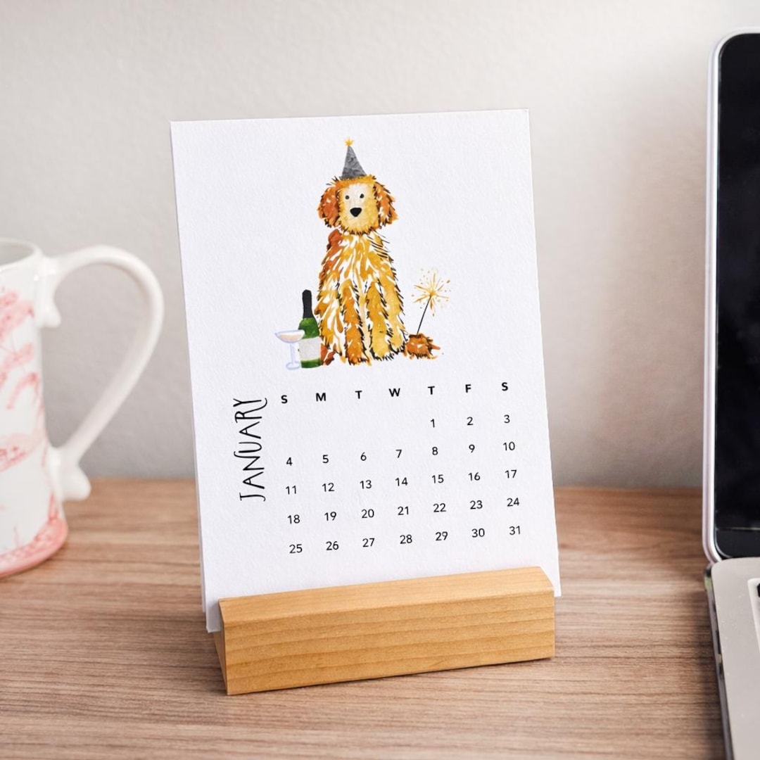 Doodle 2026 Desk Calendar | Goldendoodle Calendar, Black Doodle, White ...