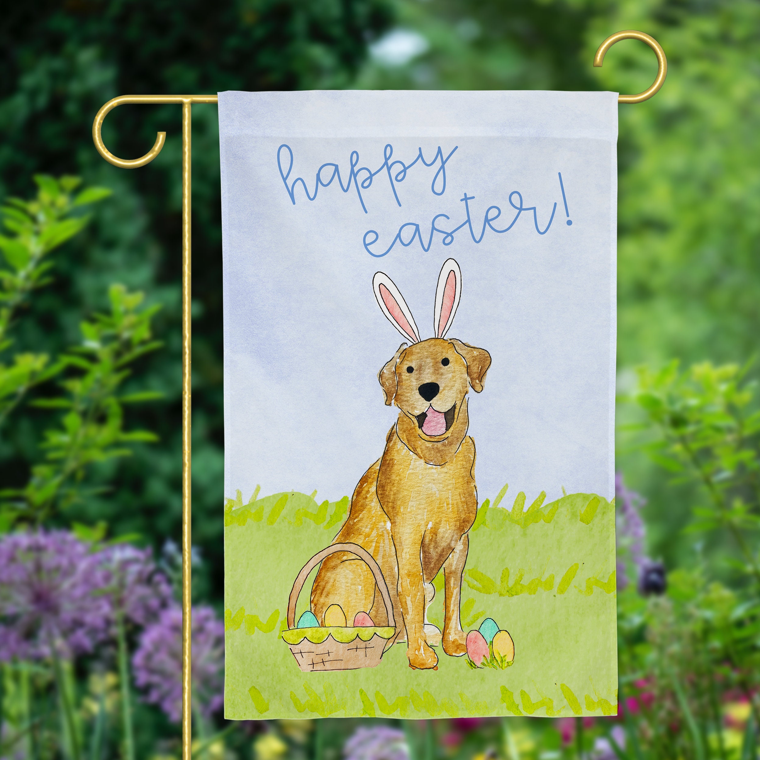 Easter Bunny Lab Garden Flag | Easter Lab Yard Flag, Black Lab Easter ...