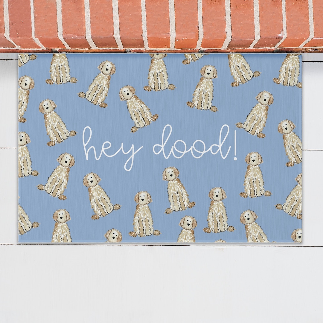 Hey Dood Cream Goldendoodle Welcome Mat | Goldendoodle Entry Rug ...