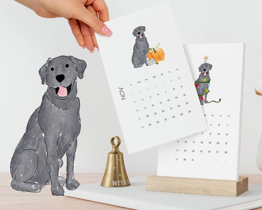Silver Lab 2024 Calendar Silver Labrador Retriever Desk Calendar ...