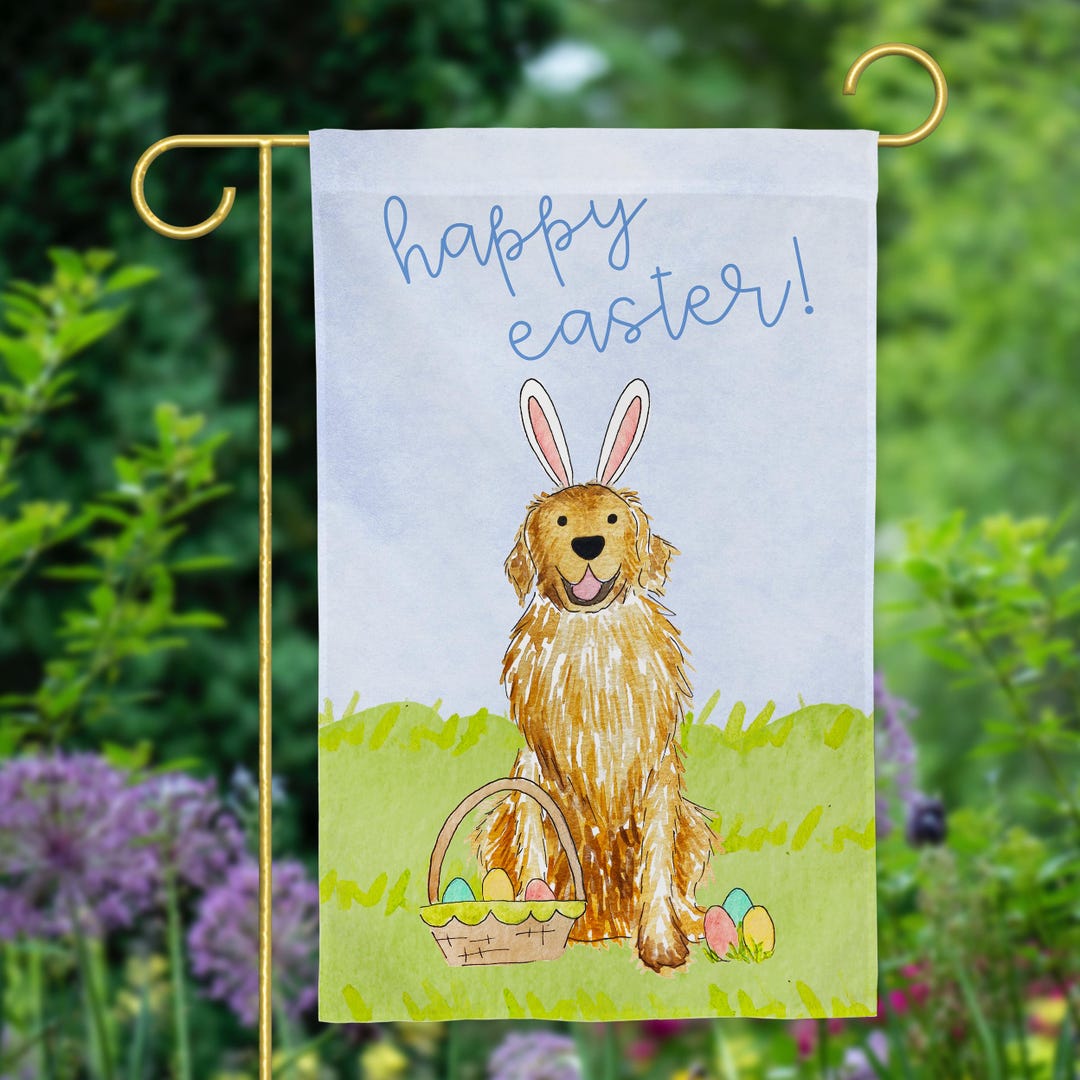 Easter Bunny Golden Retriever Garden Flag | Golden Retriever Easter ...