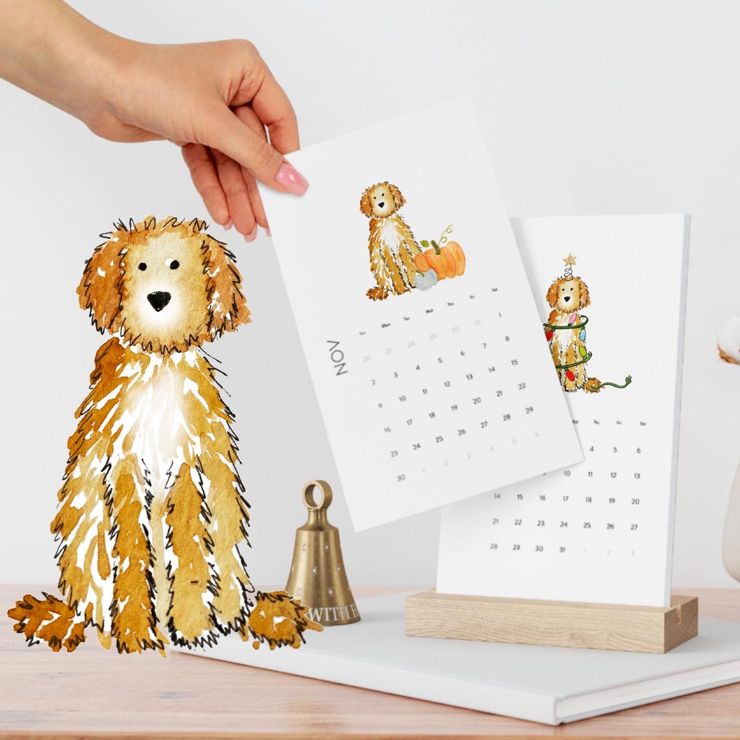 Apricot and Cream Doodle 2025 Calendar | Red Goldendoodle Calendar ...