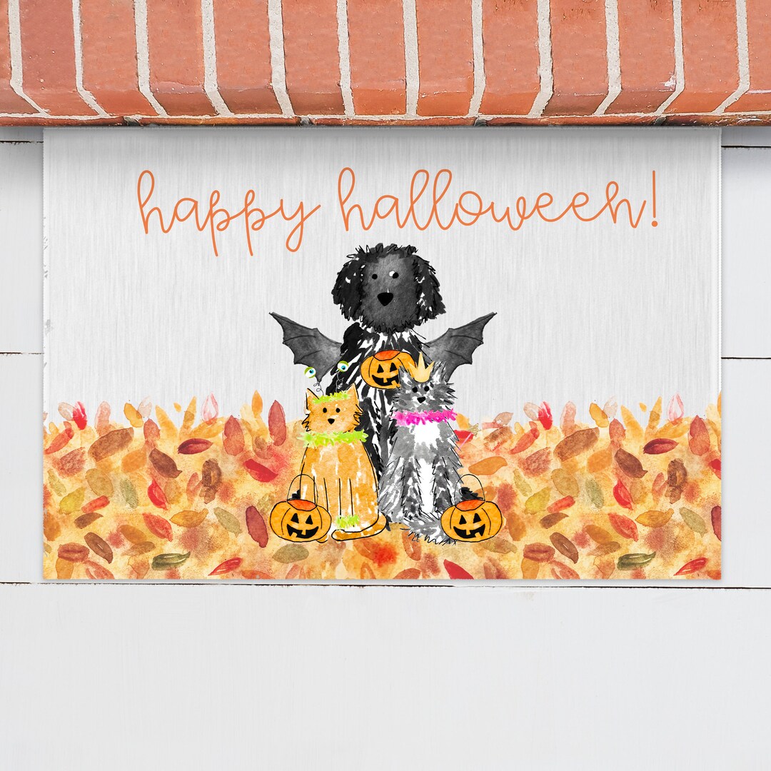Spooky Halloween Mix and Match Pet Welcome Mat Rug | Personalized Pet ...