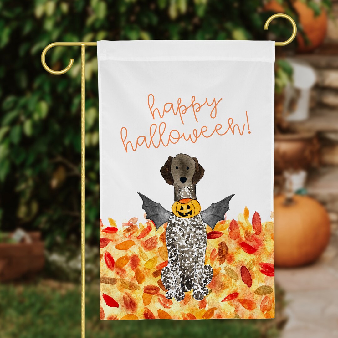 Spooky German Shorthaired Pointer Garden Flag | GSP Halloween Garden ...