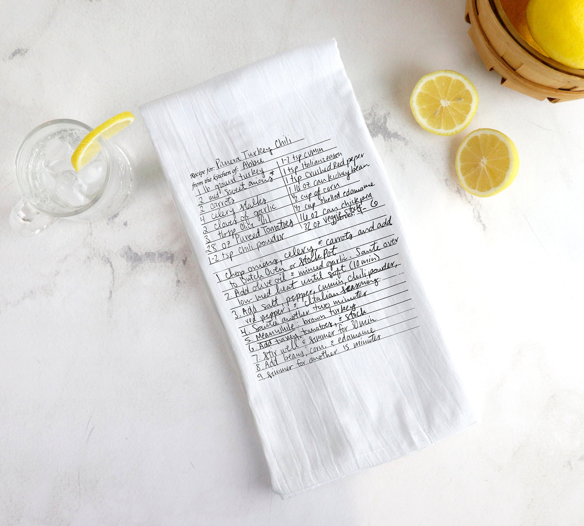 Personalized Recipe Card Towel custom Handwritten Recipe Tea | Etsy