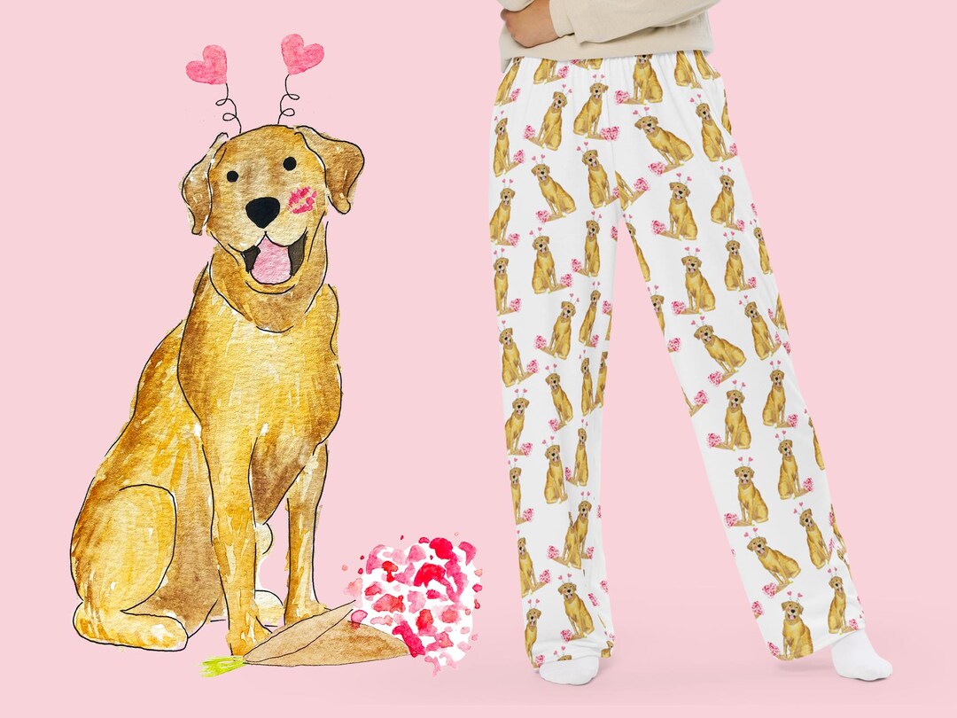 Lovey Valentine Yellow Lab Pajama Pants | Yellow Lab Pajamas, Yellow ...