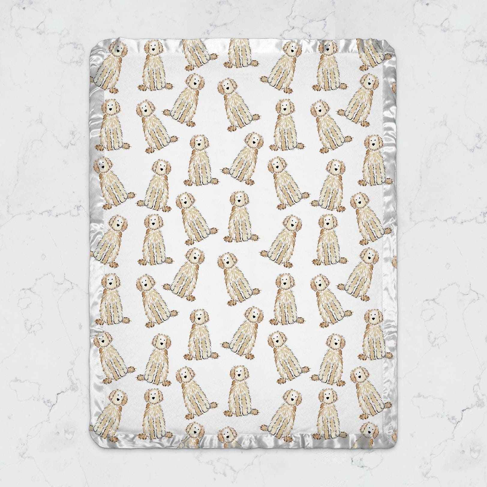 Watercolor Doodle Baby Minky Blanket With Satin Trim | Goldendoodle ...