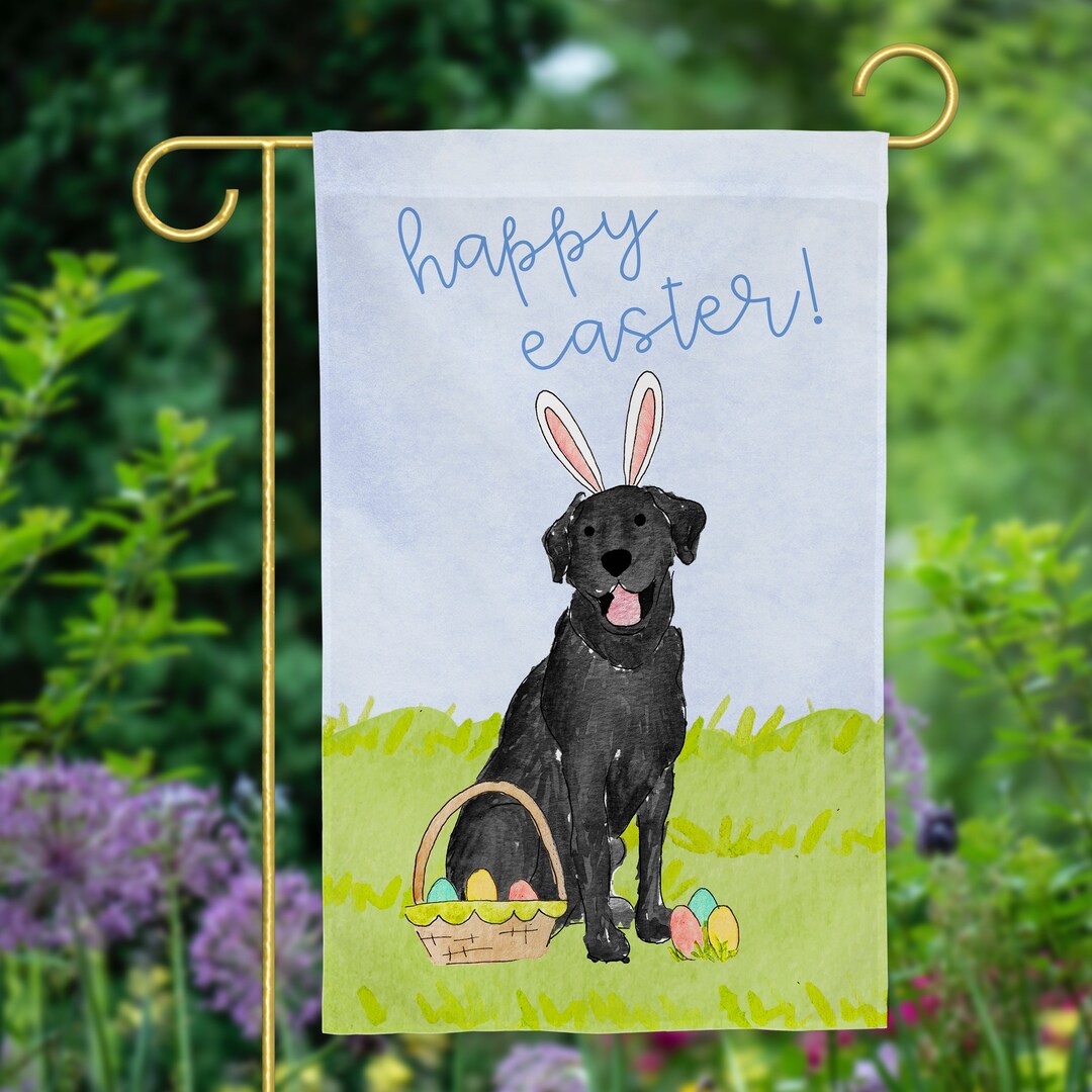 Easter Bunny Lab Garden Flag | Easter Lab Yard Flag, Black Lab Easter ...