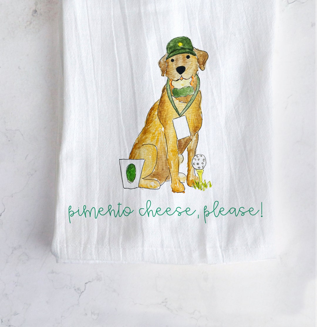 Golf Patron Lab Tea Towel | Black Lab Tea Towel, Yellow Lab Golfing ...