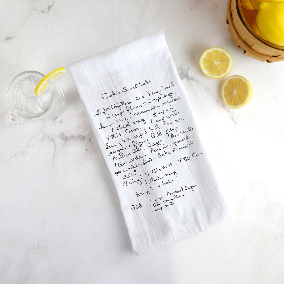 Personalized Recipe Card Towel | Custom Handwritten Recipe Tea Towel ...